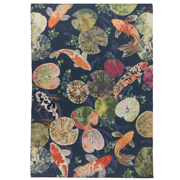 Koi Pond Blue 120x170cm Outdoor Washable Rug | Midnight Rugs | Paoletti ...